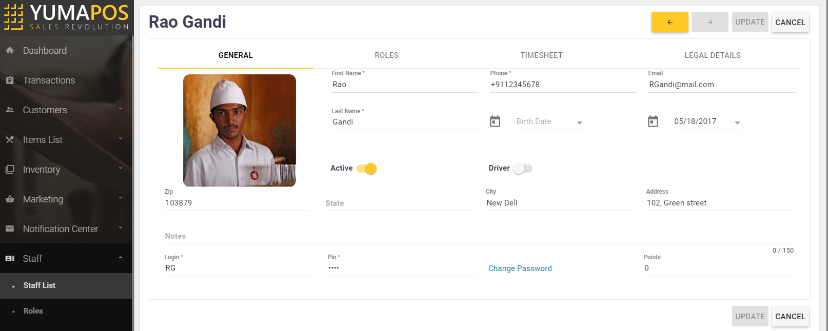 StaffMember_General - YumaPOS Support Portal