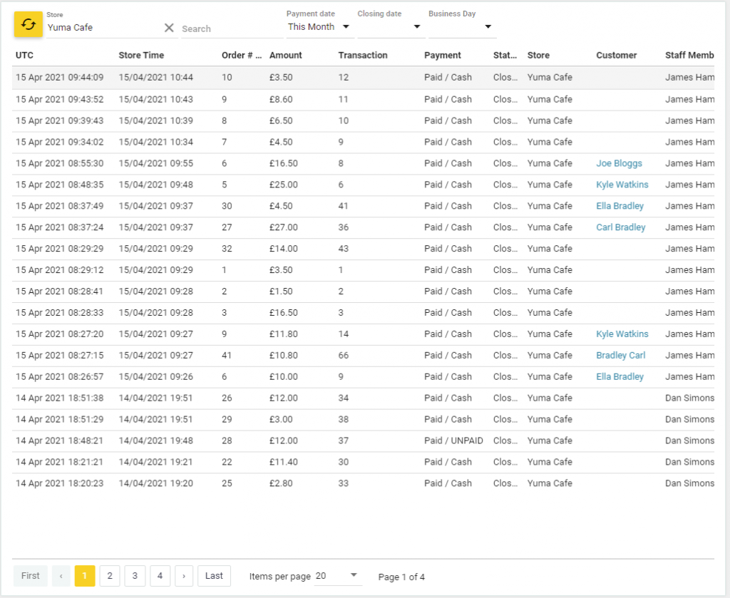 Transactions List - YumaPOS Support Portal