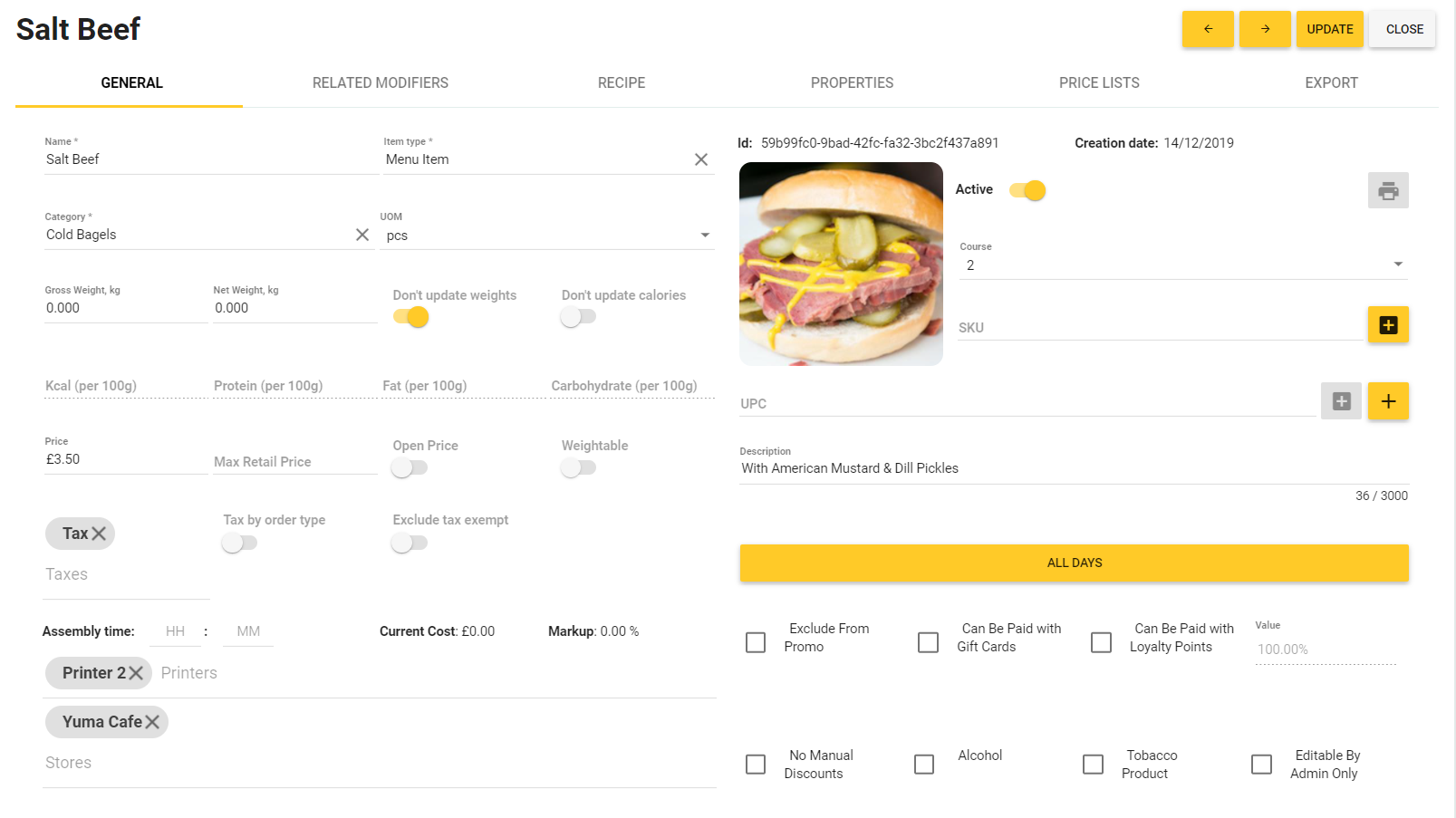 menu_items_list_EN - YumaPOS Support Portal