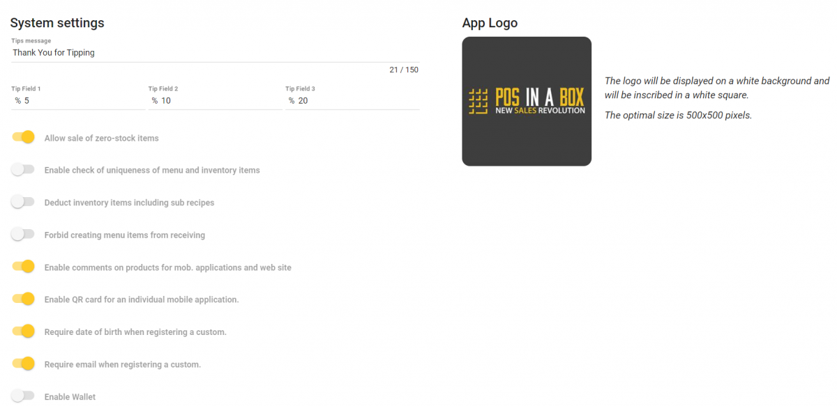 System Settings - YumaPOS Support Portal